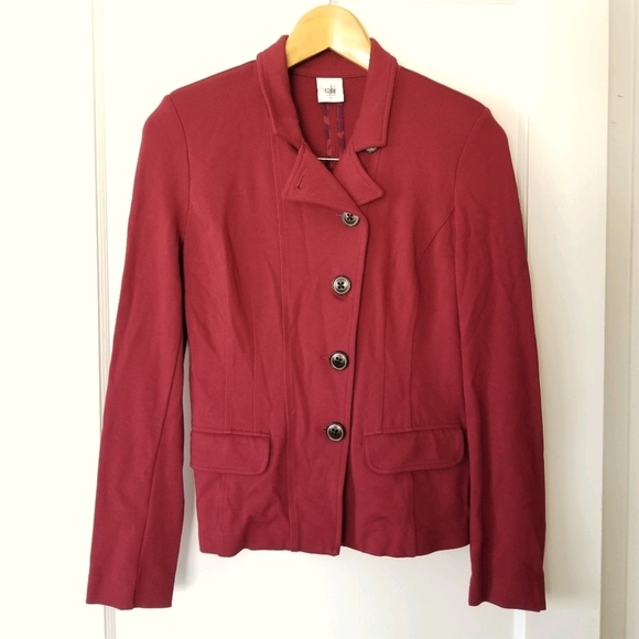 CAbi | Jackets & Coats | Cabi Outing Ponte Burgundy Knit Blazer | Poshmark